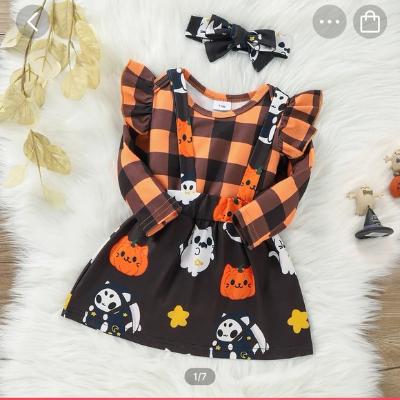 PatPat | Dresses | Pat Pat 3pc Halloween Plaid Spooky Kitty Outfit ...